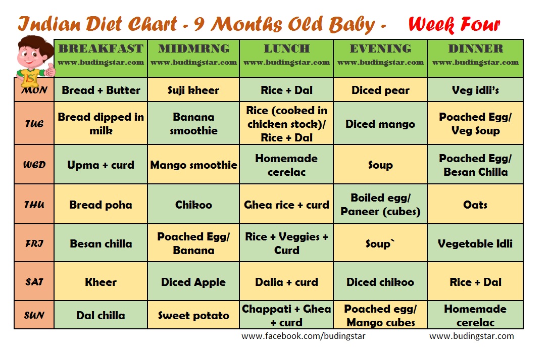 Sample Food Plan For 9 Month Old Baby Buding Star